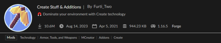 『Create Stuff & Additions』紹介＆日本語化リソースパック配布
