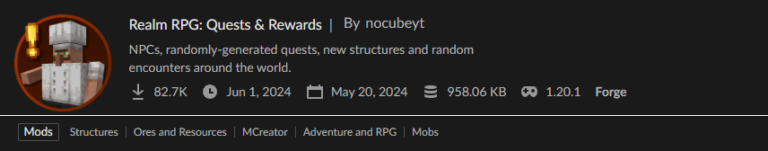 『Realm RPG: Quests & Rewards』解説＆日本語化リソースパック配布