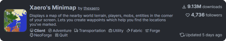 『Xaero’s Minimap』紹介＆日本語化リソースパック配布